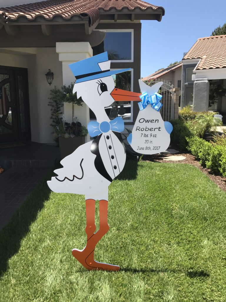 baby announcement stork signs – Orange, CA – Orange County Storks